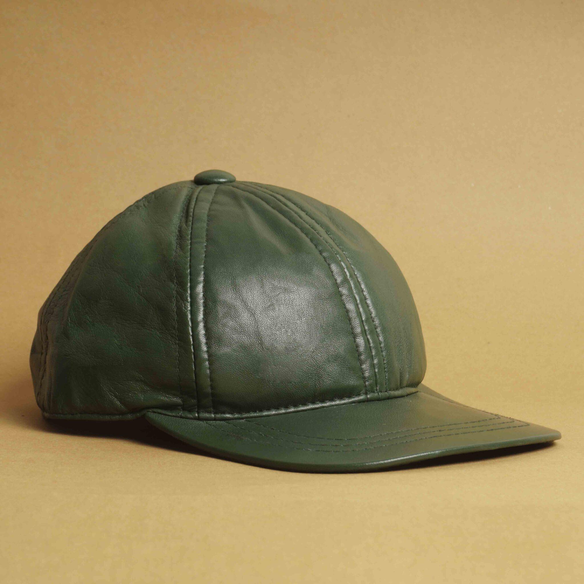 Leather Cap - Forest Green - Leather Gallery