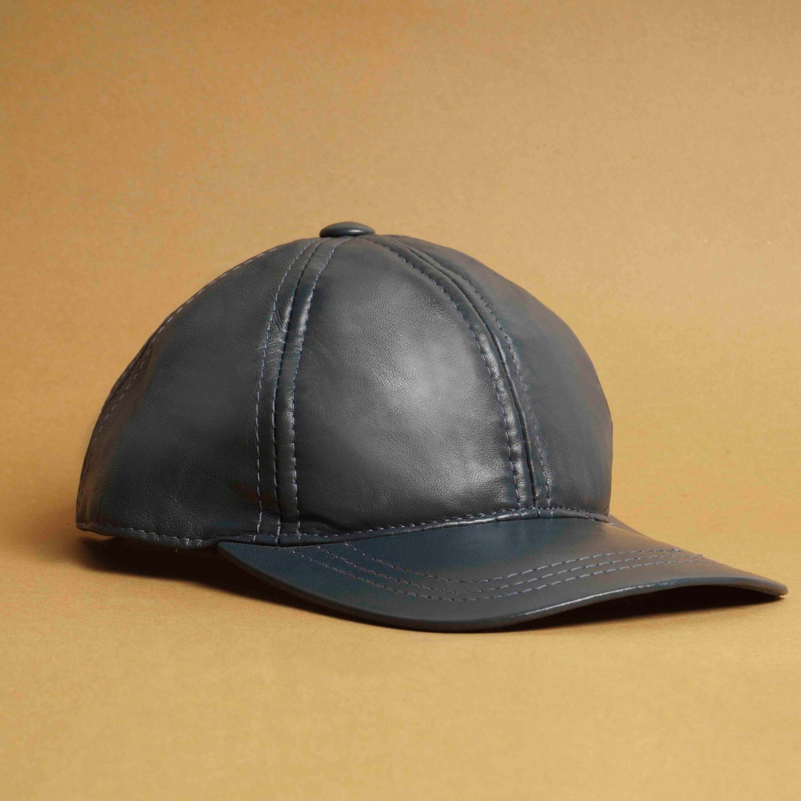 Leather Cap - Navy Blue - Leather Gallery
