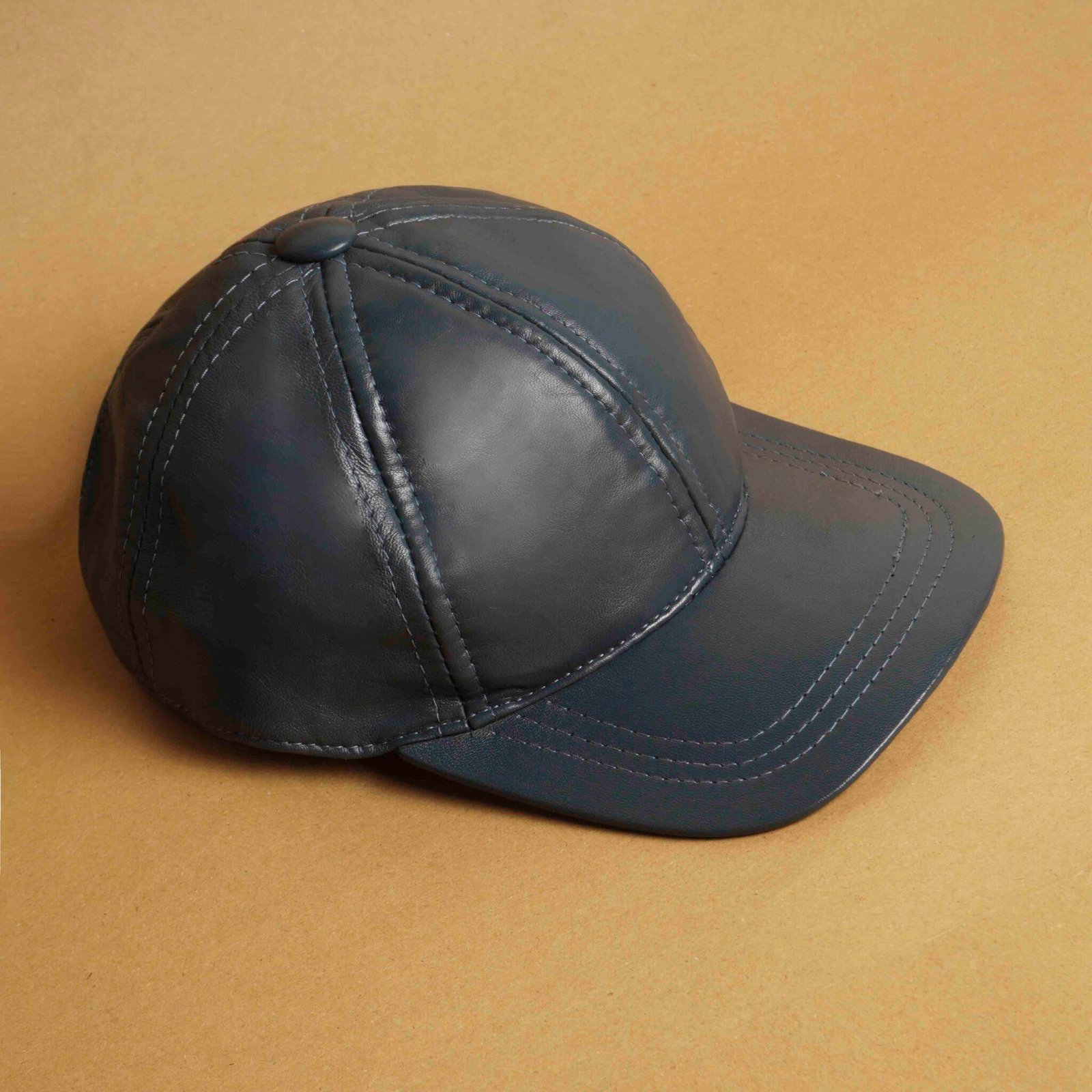 Leather Cap - Navy Blue - Leather Gallery