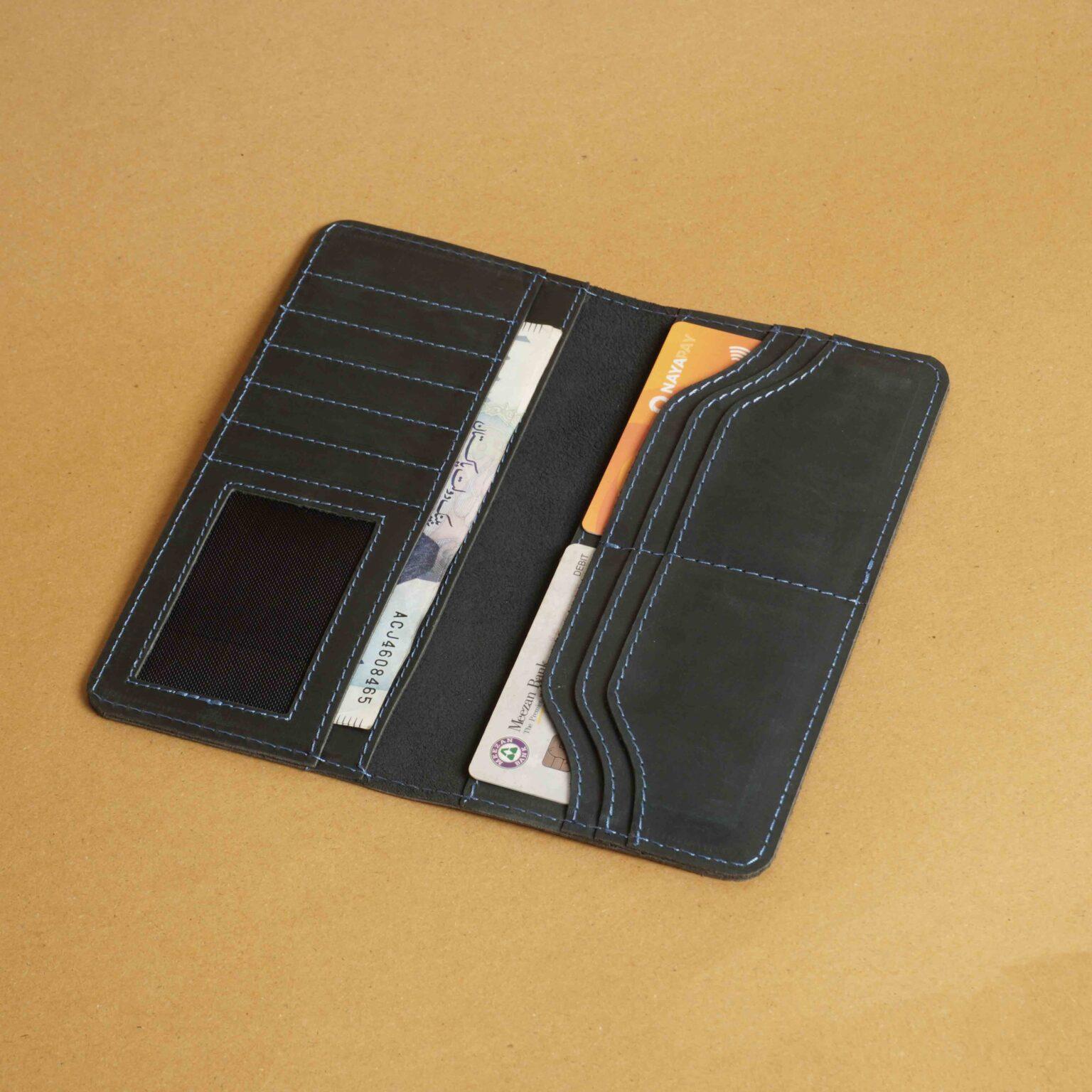 Vintage Long Wallet - Navy Blue - Leather Gallery