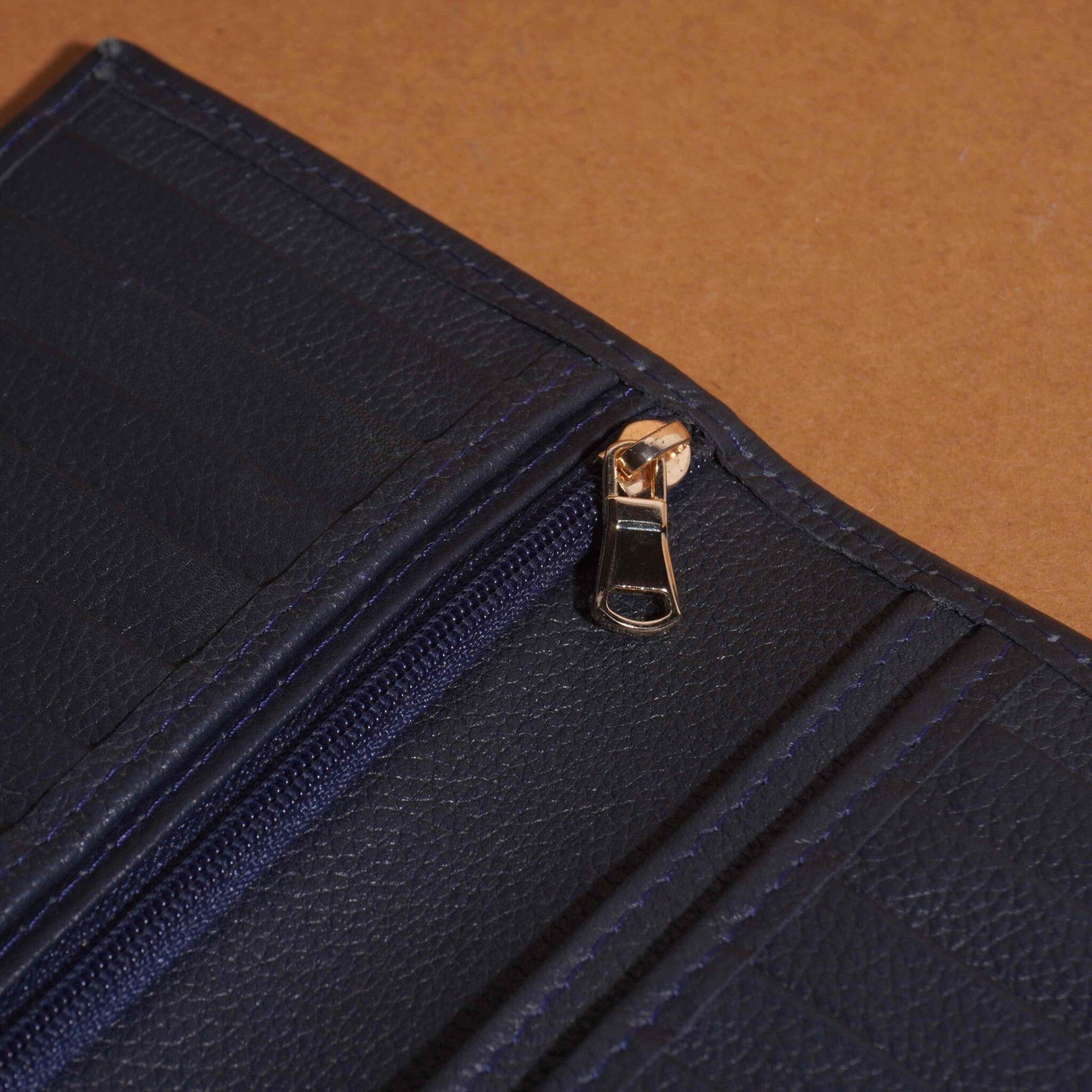 Zipper Long Wallet - Navy Blue - Leather Gallery